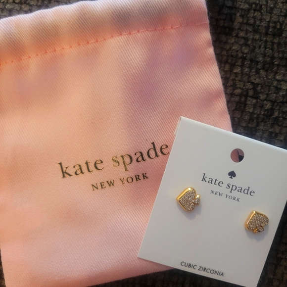 kate spade | Jewelry | Cubic Zirconia Kate Spade Spade Shaped Studs ...